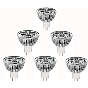 K JINGKELAI MR16 LED Bulbs 3W 12V Cool White 6000K Bulbs GU5.3 Base 35W Halogen Equivalent Not Dimmable 60 Degree Beam Angle LED Spotlight Bulbs for Landscape Recessed Lighting, 6 Pack