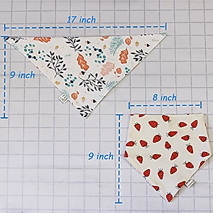 Eimmabey 100% Cotton Baby Bandana Drool Bibs for Drooling and Teething Nursery Burp Cloths 5 Pack Pink Strawberry Bibs for Girls