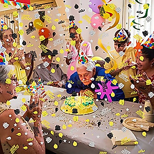 3000 Pieces Happy Birthday Confetti Glitter Confetti Birthday Cake Confetti Table Scatter Confetti Black Gold and Silver Party Decorations Supplies for Birthday Party, Baby Shower