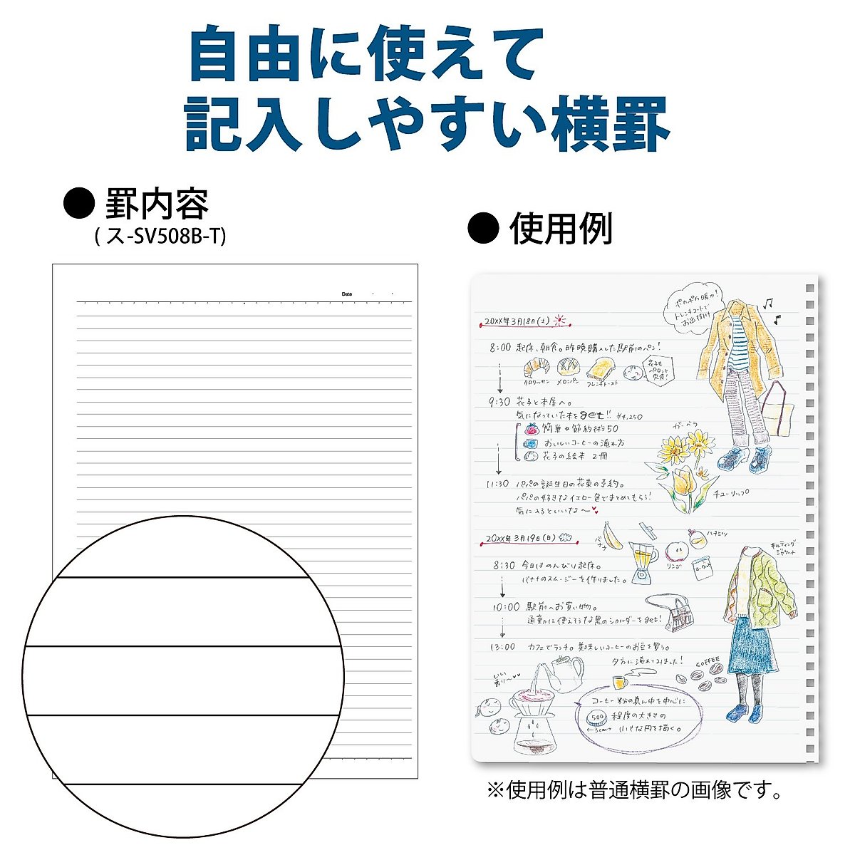 KOKUYO Spiral Lined Notebook, 10'' x 7'' Business Journal B5 Soft Ring Notebooks with A 6mm Ruled, 80 Perforated Sheets, Clear 1 Subject Notebook, Note Taking for Work. Japan Import (SU-SV508B-T)