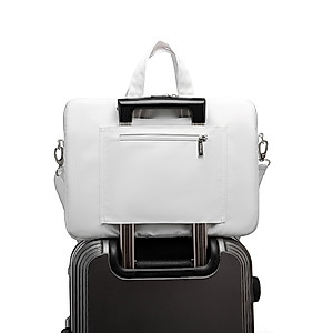 Kinmac White Embroider 360° Protective Laptop Shoulder Messenger Sleeve Briefcase case Bag For MacBook Pro/Air 13 inch,iPad Pro 12,MacBook 14 inch and 13 inch-14 inch Screen Laptop