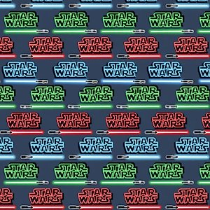 CAMELOT FABRICS S.Wars Logo & Lightsabers Cotton Fabric 1 Yard, 44 Inches
