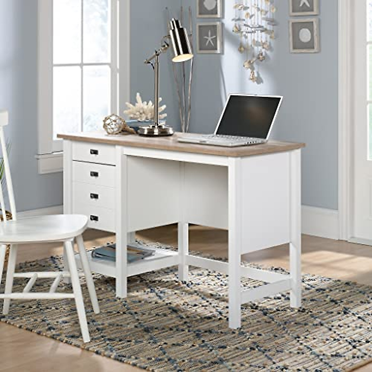 Sauder Cottage Road Pedestal Desk, Soft White Finish