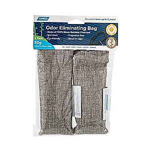 Camco 44270 Moso Bamboo Charcoal Odor Absorber Bags - Help Any Small Space Smell Fresh Without Fragrance Use - 50 Grams - 2-Pack