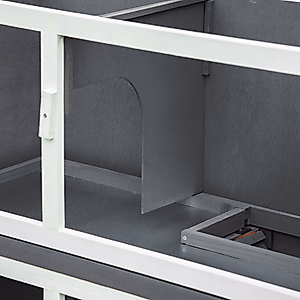 PawHut Wooden Bunny Rabbit Hutch, Small Animal Habitat with Ramp, Removable Tray & Weatherproof Roof, Indoor/Outdoor, Grey