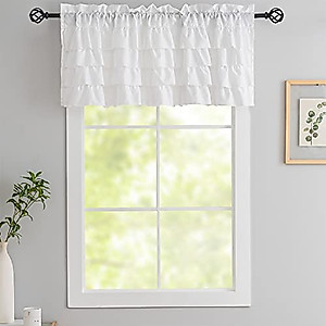 WestWeir White Ruffle Kitchen Valances for Windows- Valance Curtain for Living Room,Farmhouse Decor 50 w x 18 inch Length 1 Panel