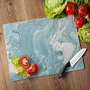 CounterArt Teal Quartz Design 3mm Heat Tolerant Tempered Glass Cutting Board 15” x 12” Manufactured in the USA Dishwasher Safe