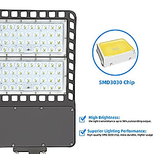 WYZM 300W Outdoor LED Parking Lot Light,with Dusk-to-Dawn Photocell,39,000 Lumens,100-277V LED Pole Light,1000W HPS Equivalent (Slip Fitter)