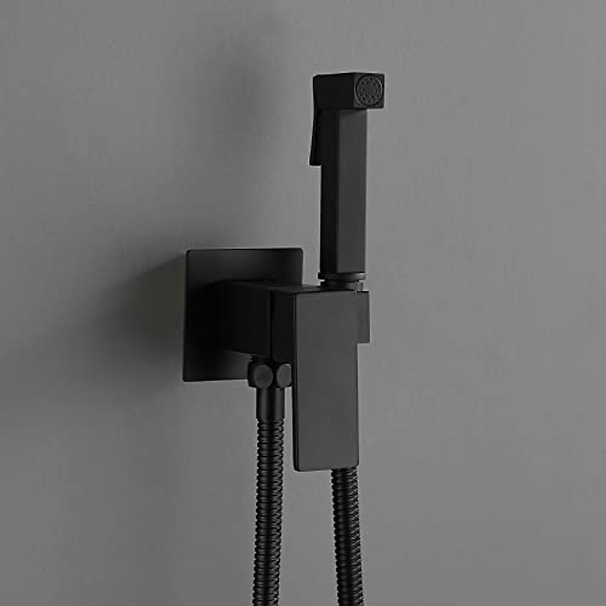 MINJING Wall Mounted Toilet Shower Spray Mixer Set Black Hot and Cold Hand Held Sprayer Toilet Attachment Multifunction Single Handle Bidet Sprayer Kit for Toilet,Spring Hose