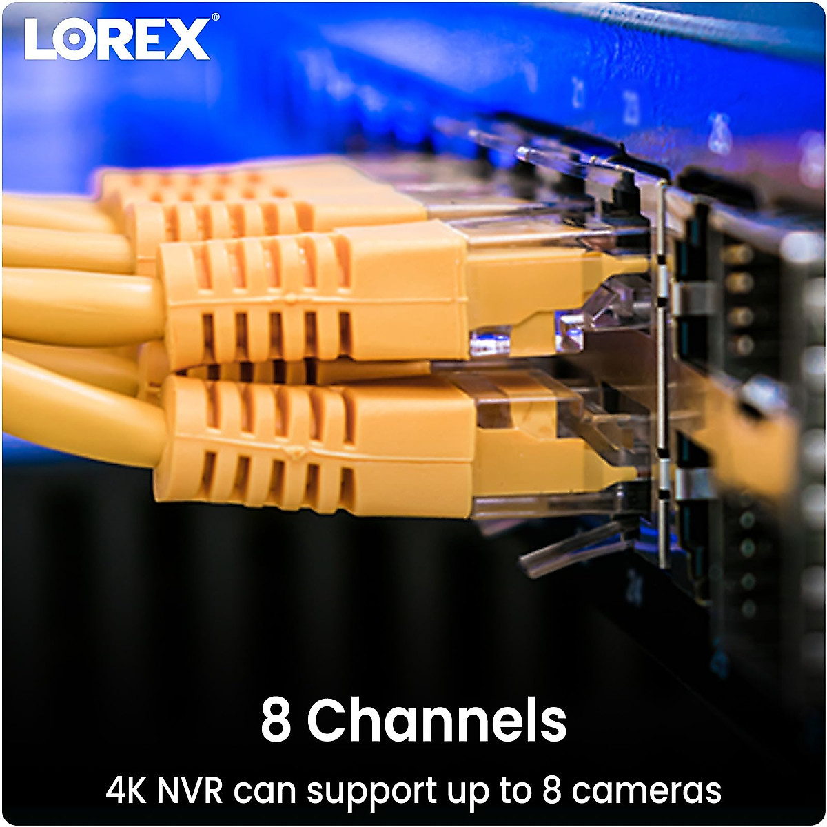 Lorex Fusion 4K Security Camera System w/ 2TB NVR - 8 Channel PoE Wired Home Security System w/ 4 Metal Cameras - Motion Detection, Color Night Vision, Weatherproof Outdoor Surveillance