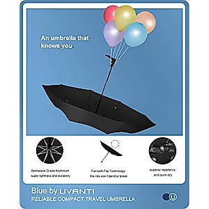 UVANTI Compact Travel Umbrella - Pocket Portable Small Mini Folding Windproof umbrella - Car Backpack Purse Automatic Umbrellas for Rain