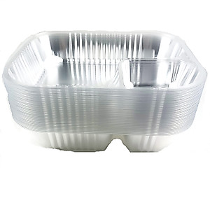 Heyiwell 50PC Clear Plastic 2 Compartment Nacho Tray,Large Disposable Nacho Trays Great for Dips,Snacks,Cheese Sauce 8 x 6 x1.5 Inch