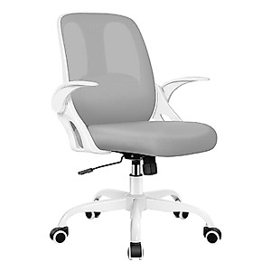 Razzor Office Chair, Ergonomic Computer Desk Chair with Lumbar Support, Breathable Mesh Rolling Swivel Task Chair with Flip-up Armrest and Adjustable Height for Home Office - LightGray