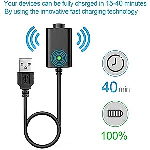 USB Threaded Cord, Smart USB Charger, Rechargeable Overcharge Protection Adapter Device with LED Indicator, USB Electronic [2 Pack]