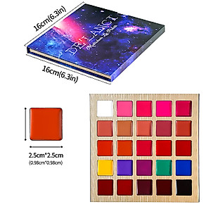 DE'LANCI Lip Gloss Lipstick Palette Makeup Nude Red Peach Pink Shades 25 Color, Professional Moisturizing+ Long Lasting Soft Smooth Lipstick Pallet, Waterproof, Festival Halloween Body Face Paint