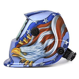 DEKOPRO Welding Helmet - Solar Power Auto Darkening Welding Helmet - Adjustable Shade Range 4/9-13 for Mig Tig - Arc Welder Mask (Blue Eagle)