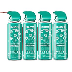 iDuster Canned Air Duster for Computer - Disposable Keyboard Cleaner Cleaning Duster for Electronics, 4PCS(10oz)