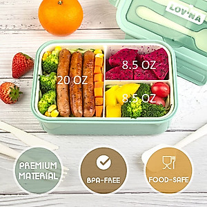 Bento Box Adult Lunch Box, 37OZ Bento box for Adults Kids With Ice Pack 6 Liter Insulated Lunch Bag Set, With Built-in Utensils, Leakproof, Durable, BPA-Free and Food-Safe Materials（Mint Green）