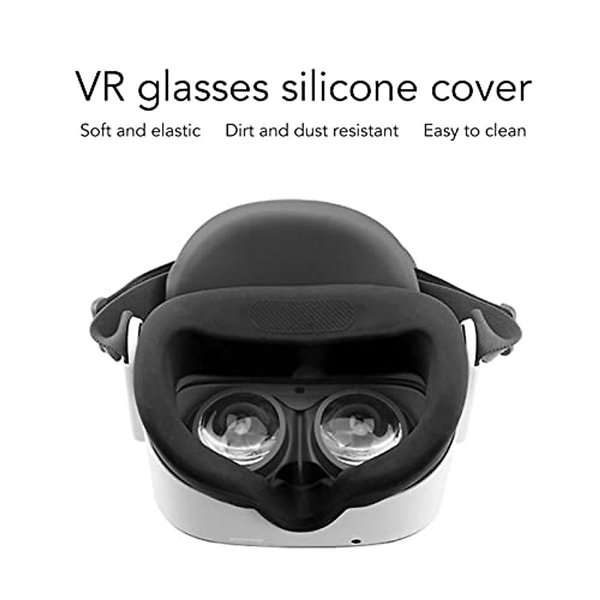 Silicone VR Cover, Sweatproof VR Light Blocker Face Pad Washable Silicone VR Face Cover for Pico Neo3 Face Protector Pad (Black)