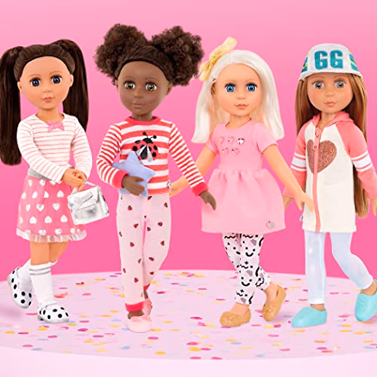 Glitter Girls - Ladybug Shimmer Pajama Top & Pant Regular Outfit - 14-inch Doll Clothes & Accessories Toys, 36 months to 144 months