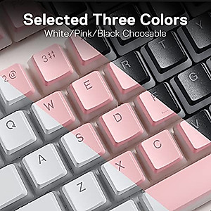 Redragon A130 White Pudding Keycaps, 104 Keys Standard Doubleshot PBT Keycap Set w/Translucent Layer for Mechanical Keyboard, OEM Profile, English (US) ANSI Layout