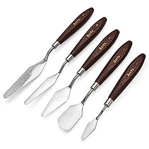 5 Pieces Painting Knives Stainless Steel Spatula Palette Knife Oil Painting Accessories Color Mixing Set for Oil, Canvas, Acrylic Painting-Lightwish