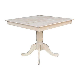 International Concepts 36" x 36" Natural Solid Wood Square Top Pedestal Table - 29.9" Height