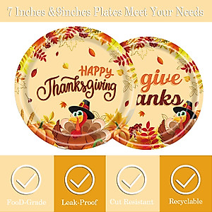 Thanksgiving Party Supplies Tableware Set, Fall Turkey Dinner Plates, Dessert Plates, Napkins for Happy Thanksgiving Party Decorations, Serve 16