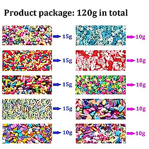 EHOPE 120G Fake Sprinkles Polymer Sprinkles Faux Sprinkles Resin Sprinkles Clay Sprinkles For Resin Fake Candy Sprinkles for Nail Art DIY Crafts Cake Phone Case( 10 Colors-120g )