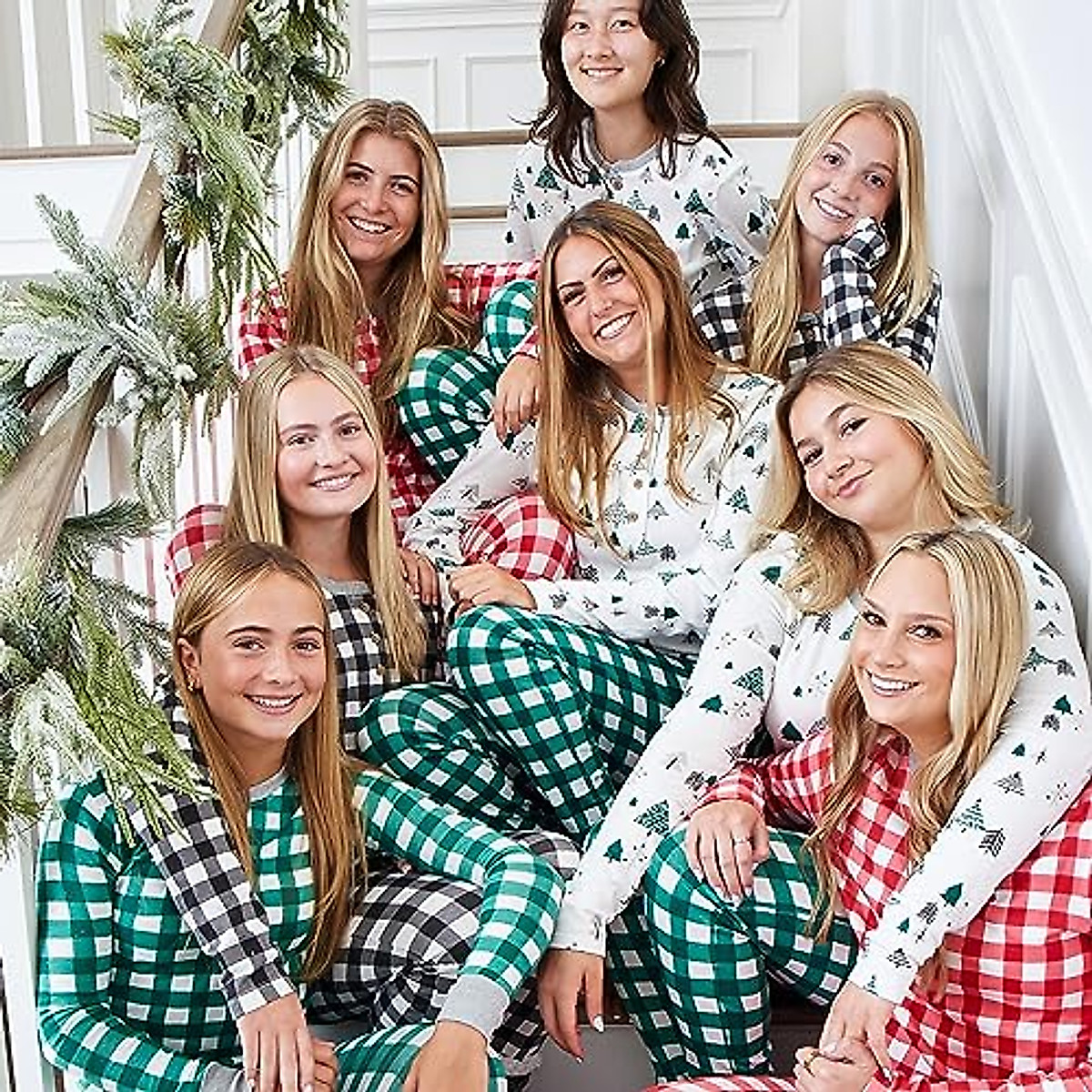 HonestBaby Family Matching Holiday Pajamas Organic Cotton for Men, Women, Kids, Toddlers, Baby Boys, Girls, Unisex Pets , Painted Buffalo Check Red, Newborn