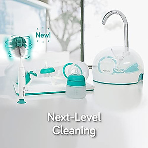 Nanobebe Flexy Silicone Baby Bottles, Anti-Colic, Natural Feel, Non-Collapsing Nipple, Non-Tip Stable Base, Easy to Clean - 3-Pack, Teal, 9 oz