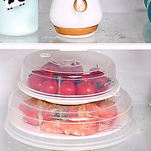 2 PCS Microwave Cover for Food, Clear Microwave Splatter Cover with Steam Vent, 9 Inch and 6.7 Inch Covers, Kitchen Gadgets and Accessories, Transparent