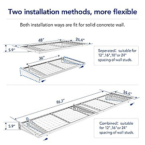 FLEXIMOUNTS 2-Pack 2x4ft Bike Storage Rack Garage Wall Shelves, 24-inch-by-48-inch, White