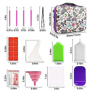 WELYEA Diamond Painting Storage Containers - 60 Slots Butterfly Style DIY Diamond Accessories and Tools Set Jewelry Rhinestones Beads Organizer Zipper Carry Bag