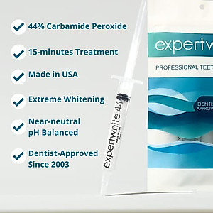 Expertwhite Teeth Whitening Gel Refills (6-gels). Made USA. 44 percent Carbamide Peroxide Tooth Bleaching Gel bleach For Invisalign style trays, Dental Grade Tooth Whitener. 6 syringes