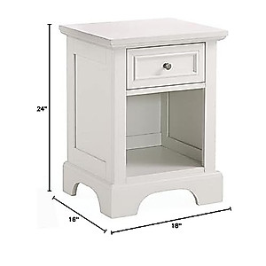 Home Styles Naples White Nightstand with Drawer, Mahogany Hardwood Solids and Engineered Woods, and Open Storage Space