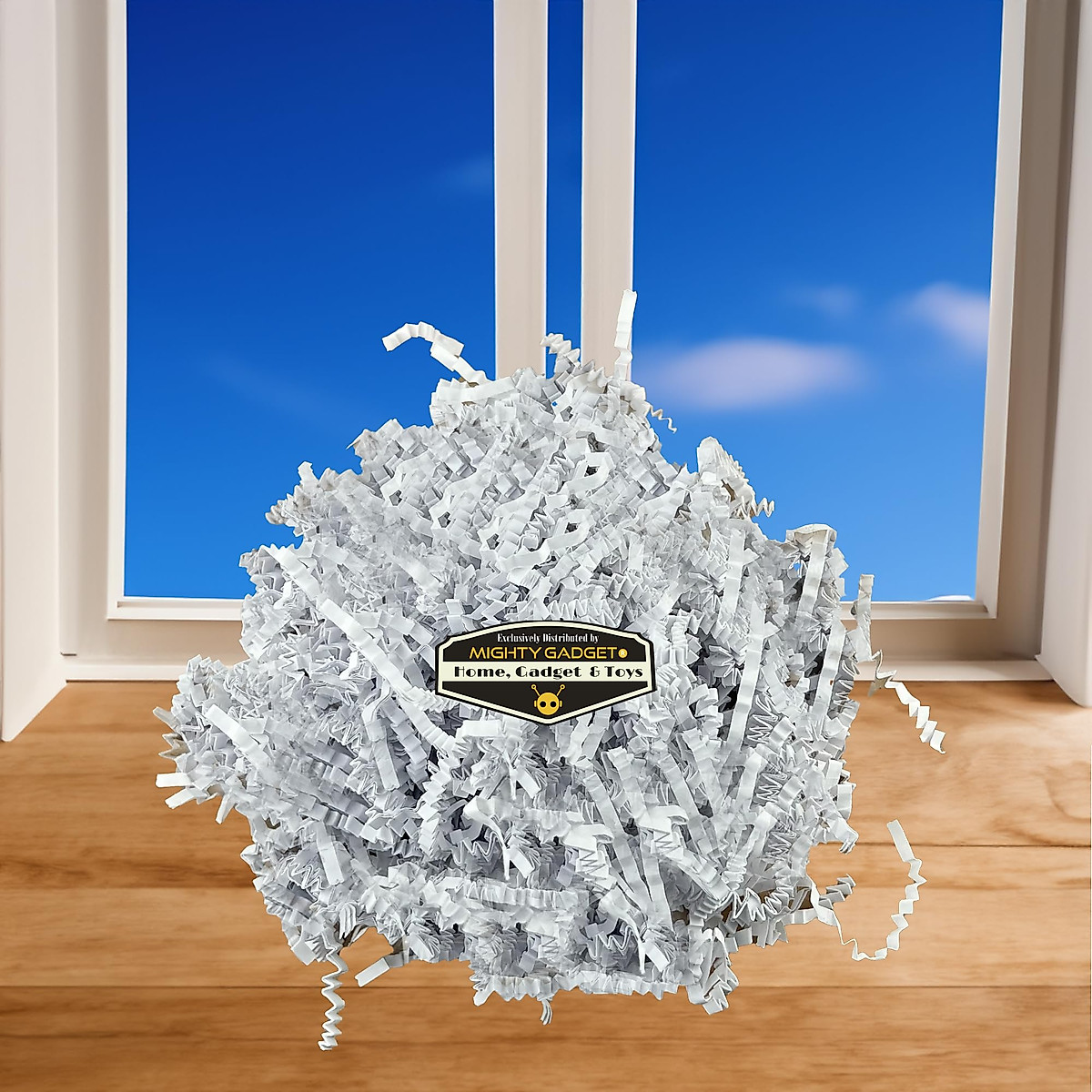 Mighty Gadget 1 LB White Crinkle Cut Paper Shred Filler for Gift Wrapping & Basket Filling (Made in the USA)