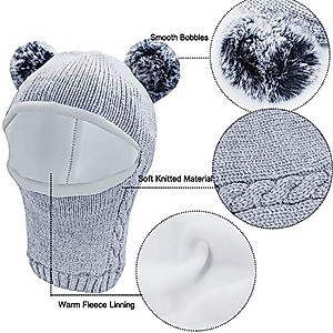 Bienvenu Baby Boy Girl Winter Hat, Kids Earflap Hat with Scarf, Toddler Fleece Beanie Cap Balaclava, Gray
