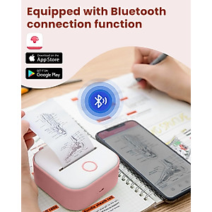 LabelCreate Portable Pocket Thermal Printer,T02 Mini Sticker Maker Printer,Portable Wireless Bluetooth Photo Printer for DIY Journal, Notes,Memo, Pink