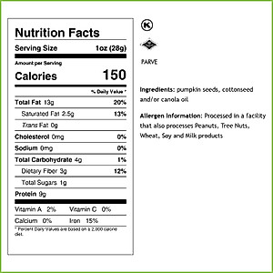 Oh! Nuts Roasted Unsalted Pumpkin Seeds -2lb | No Shell Pepitas Great for Healthy Snacking or Smoothie & Salad Toppings-32oz in Resealable Bulk Bag