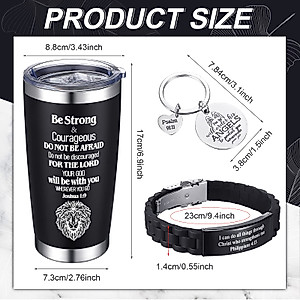 3 Pcs Christian Gifts for Men, Encouraging Gifts for Men Including Christian Keychain, 20 oz Travel Bible Verse Tumbler Mug with Slider Lid, Christian Bracelets, Inspiration Religious Gift for Men Boy
