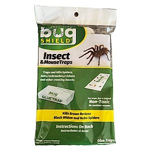 Bug Shield Sticky Glue Traps 12 Glue Boards, All Types of Incets, Spiders, Cockroaches, Ants, Cave Crickets, and More. Professional Strength Glue.