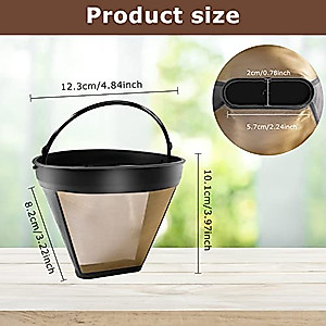 KEEPOW Reusable Coffee Filter Replacement 14 cup Compatible with Cuisinart DCC-3200 DCC-1200 Coffee Maker, Gold Tone Coffee Filter Basket 10 12 14 Cup