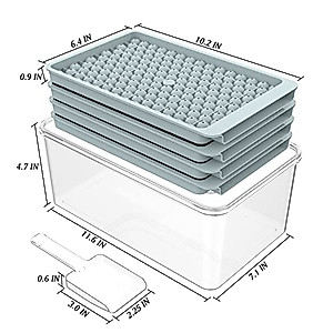 Miaowoof Mini Ice Cube Trays, Easy Release 0.6in Small Ice Maker for Freezer, 160x4 PCS Ice Ball Mold with Bin & Ice Scoop, Tiny Ice Cube Tray Crushed Ice for Chilling Drinks Coffee Juice Cocktail