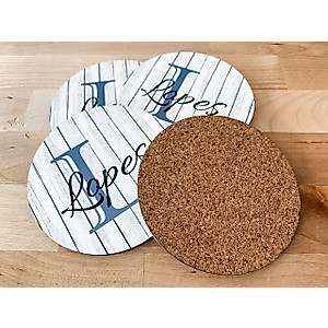 Personalized Coasters for Drinks White Barnwood Design Custom Farmhouse Coaster Set Monogram Initial Name Housewarming Gift Handmade by The Painted Pug (White)