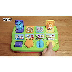 Think Gizmos Interactive Activity Pop-Up Toy for Toddlers Ages 1,2,3 – Peek-a-Boo Toy with Lights, Sounds & Music – Cute Animal Learning Game