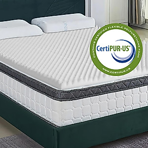 Treaton 1-inch Medium Firm Foam Toppers with Convoluted Egg Shell Design | Extends Mattress Topper Life, Provides Proper Back Support and Relieves Pain, Improves Better Posture, Twin, Off-White
