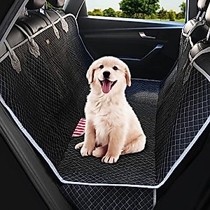 Dog Car Seat Cover for Back Seat, Yagud 100% Waterproof, 600D Scratch Resistant and Nonslip Dog Seat Cover Protector, Washable, Quilted Pet Bench Cover for SUV, Truck & Sedan, Dark Black, 58" x 54"