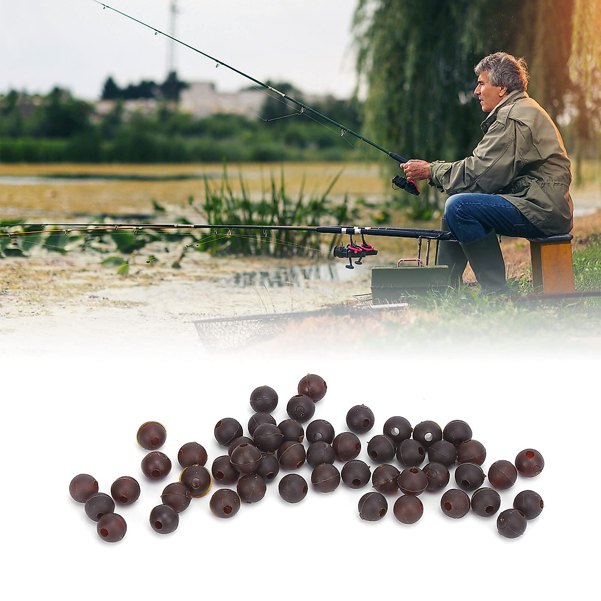VGEBY Carp Fishing Rig Beads 50pcs Carp Fishing Beads 6mm Diameter Soft Carp Fishing Rig Beads Carp Fishing Accessories(Brown) Portableelectronicdevicemount Other Fishing Tools and Accessories