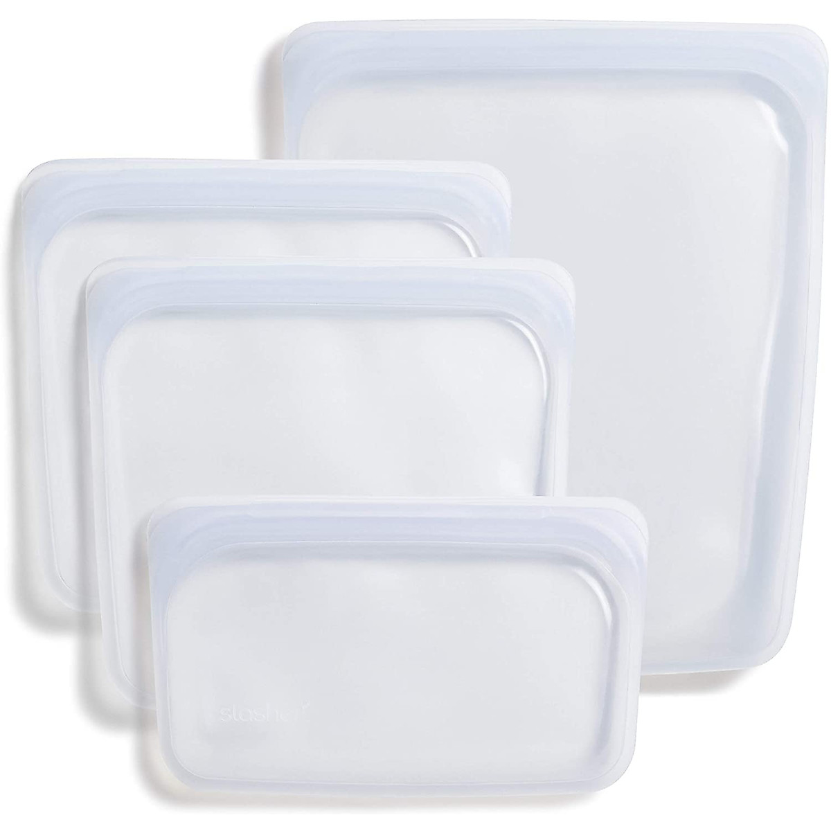 Stasher Reusable Silicone Storage Bags (4-Pack) and Bowls (3-Pack) Bundle